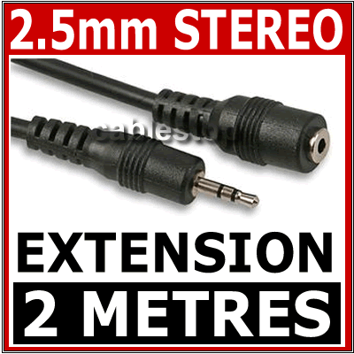 2m Mini 2.5mm STEREO HEADPHONE JACK EXTENSION CABLE Male Plug TO Female ...