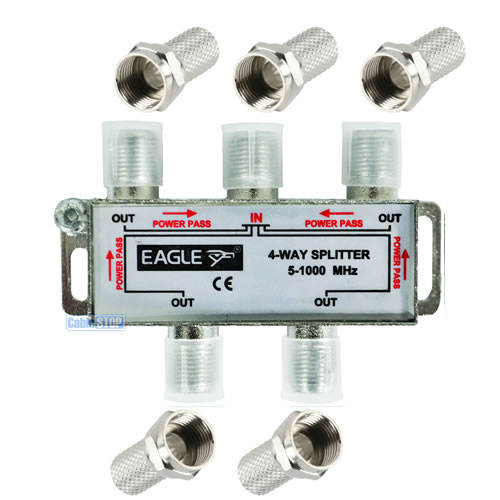 4 WAY COAX 5 - 1000 MHz TV AERIAL UHF VHF FM SIGNAL SPLITTER METAL ...