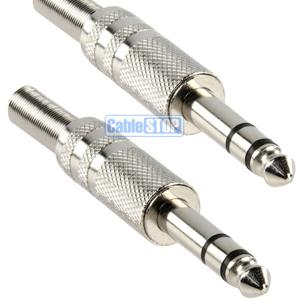 2 x 6.35mm STEREO 1/4" Male Jack Plug Cable CONNECTOR Metal Solder ...
