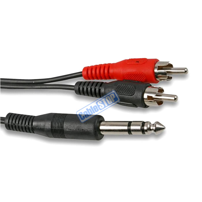 3M 6.35mm 1/4" STEREO TRS JACK PLUG to 2 x RCA PHONO MALE AUDIO ADAPTER ...