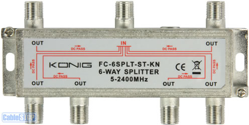 6 WAY F SPLITTER SKY TV CABLE SAT VIRGIN FREEVIEW BLADE VU+ TECHNOMATE ...