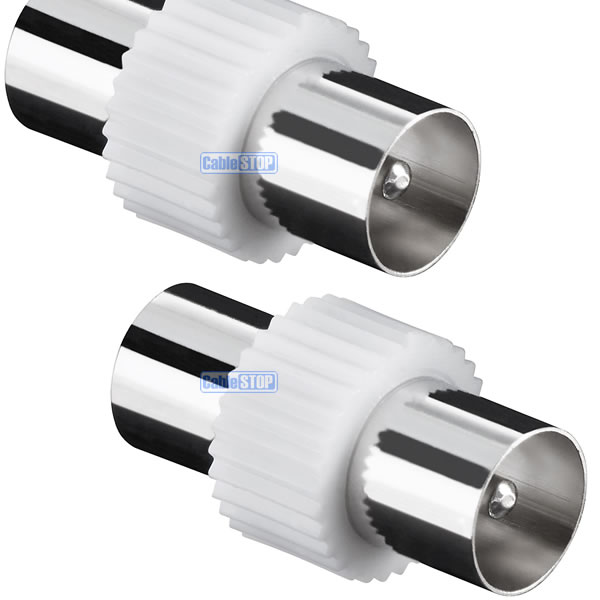2 x TV Aerial Lead COUPLER Male to Male COAX Connector COAXIAL Adapter ...