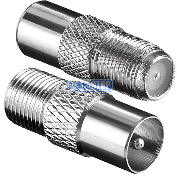 2 x MALE COAX to F TYPE FEMALE SOCKET TV Aerial Sky Connector Adapter ...
