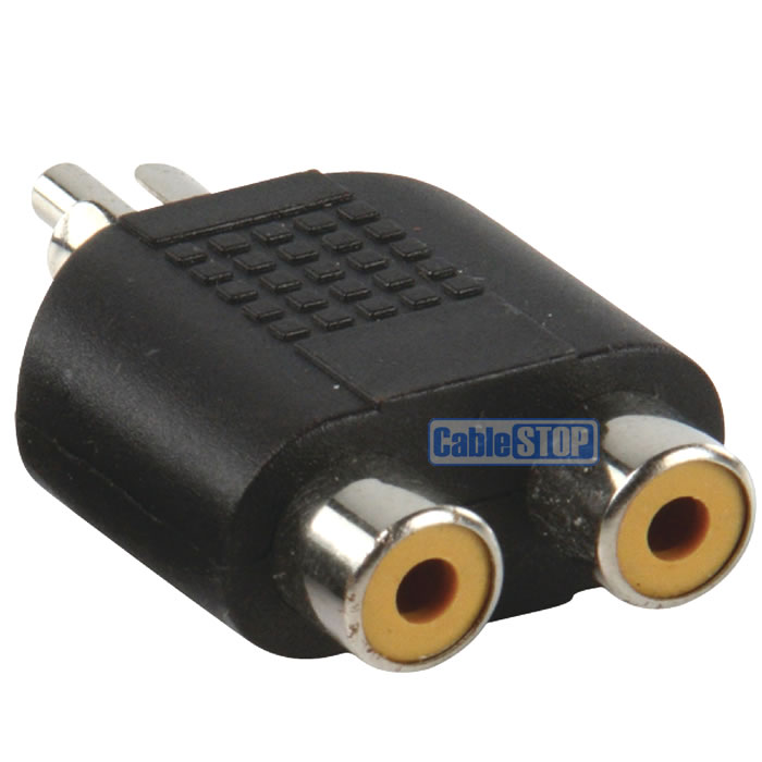 RCA PHONO ADAPTER 1 x MALE PLUG TO TWIN 2 x FEMALE SOCKETS Y SPLITTER ...