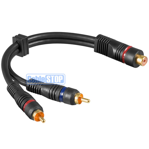 PRO 20cm RCA PHONO Y SPLITTER CABLE ADAPTER 1 Female to 2 x Male OFC ...