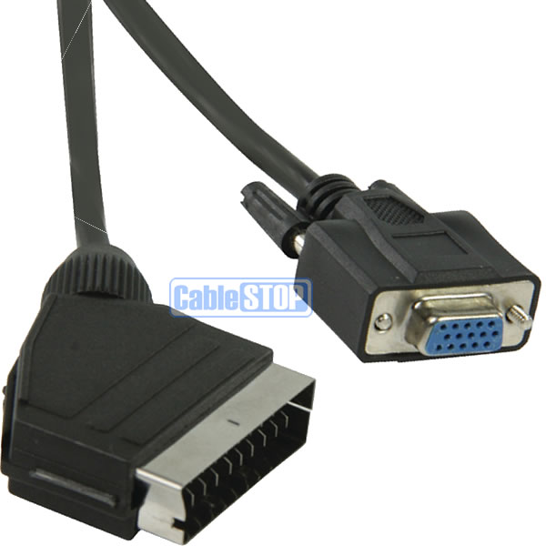 2 METRES SCART Cable to SVGA VGA 15 PIN Female Socket 2m | eBay