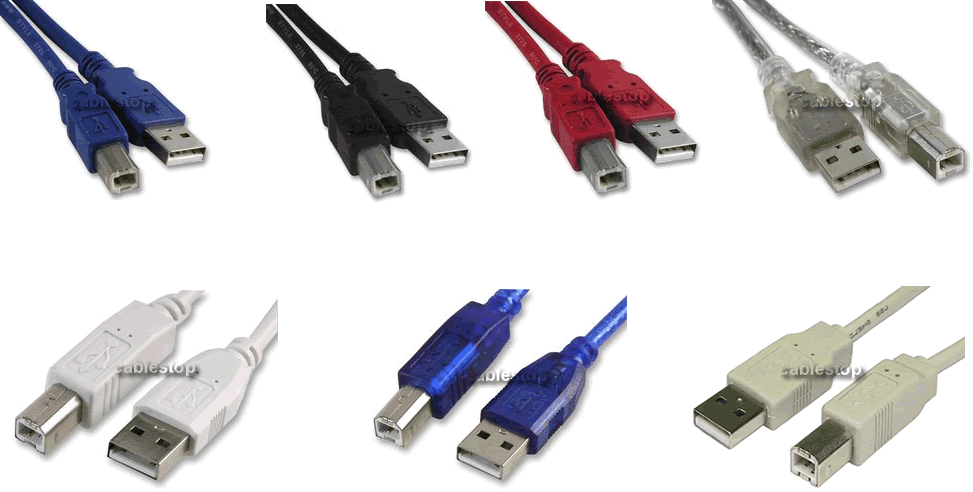 PC COMPUTER to PRINTER USB Cable BLACK BLUE CLEAR for Canon Lexmark HP ...