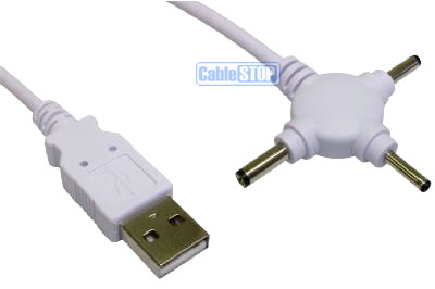 PC LAPTOP USB to 3 WAY DC JACK POWER CABLE CHARGER Mini 2.5mm 3mm 3.5mm ...